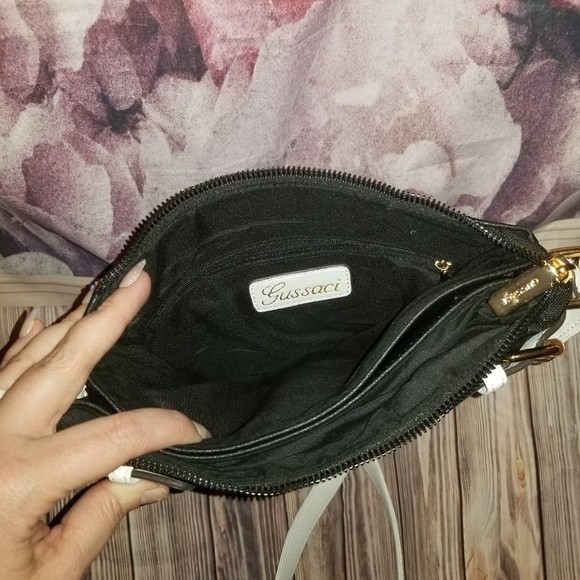 Bags | Gussaci Crossbody Bag Black And White Gold Accents 11 X 1 | Poshmark